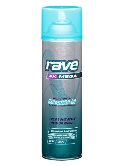 10404 - Rave Hair Spray 4X Mega, Scented - 11 oz. - Box: - Loc: K9