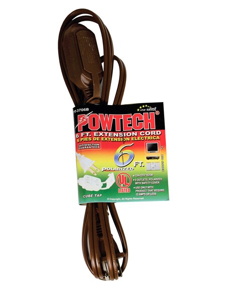 Extension Cord, Brown - 6 ft. - Sell by: Unit - Loc: I10